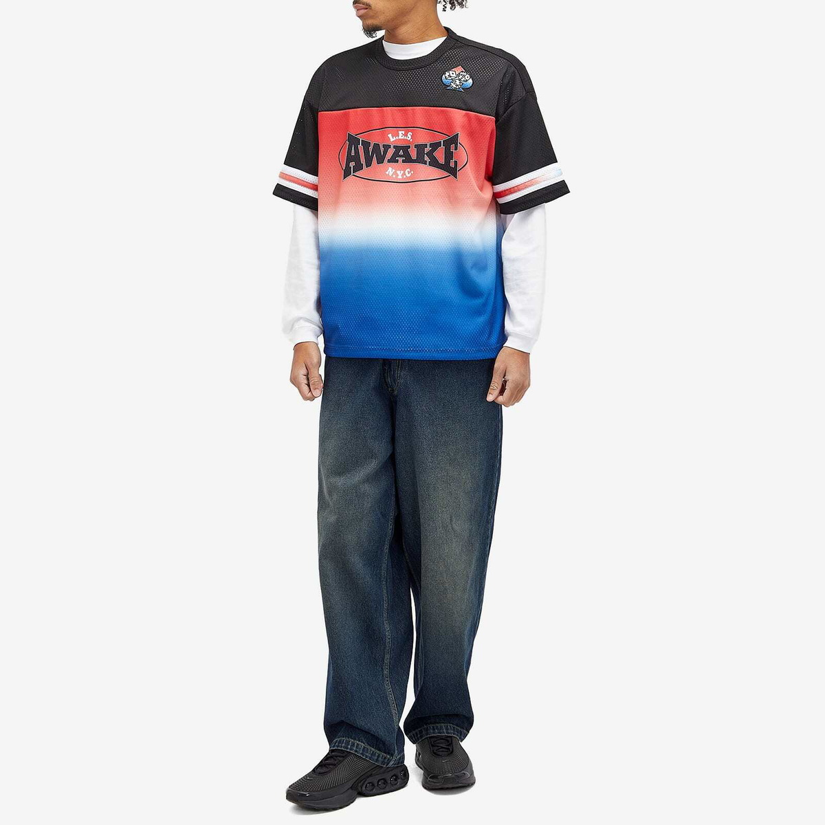 Awake NY Men's Mesh Football Jersey in Black Multi Awake NY