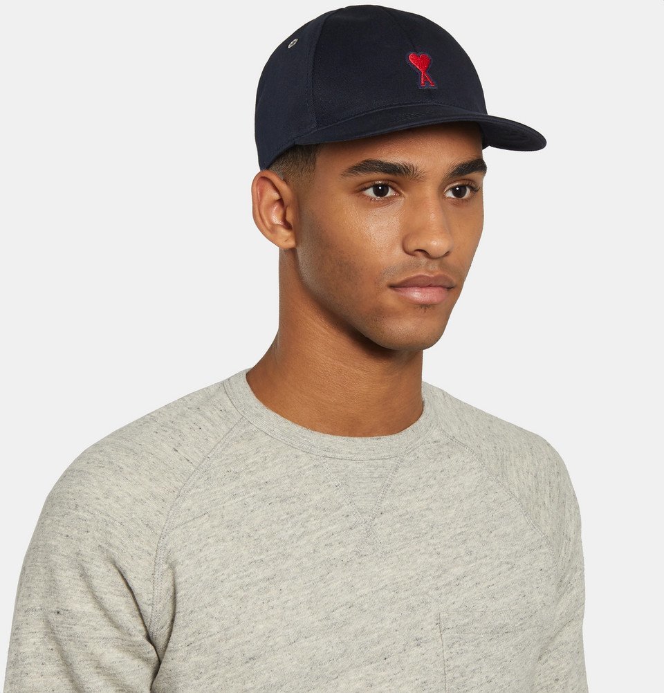 AMI - Logo-Appliquéd Cotton-Twill Baseball Cap - Navy AMI