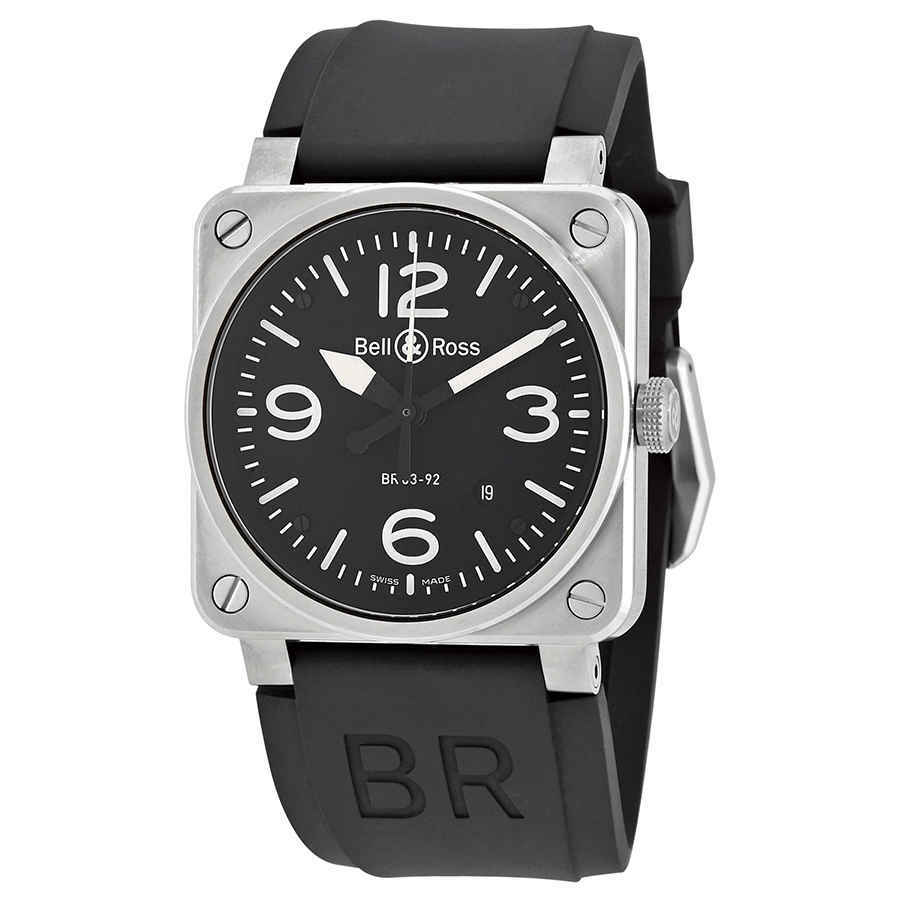 Bell and Ross Aviation Automatic Black Dial Mens Watch BR0392-BLC-ST ...