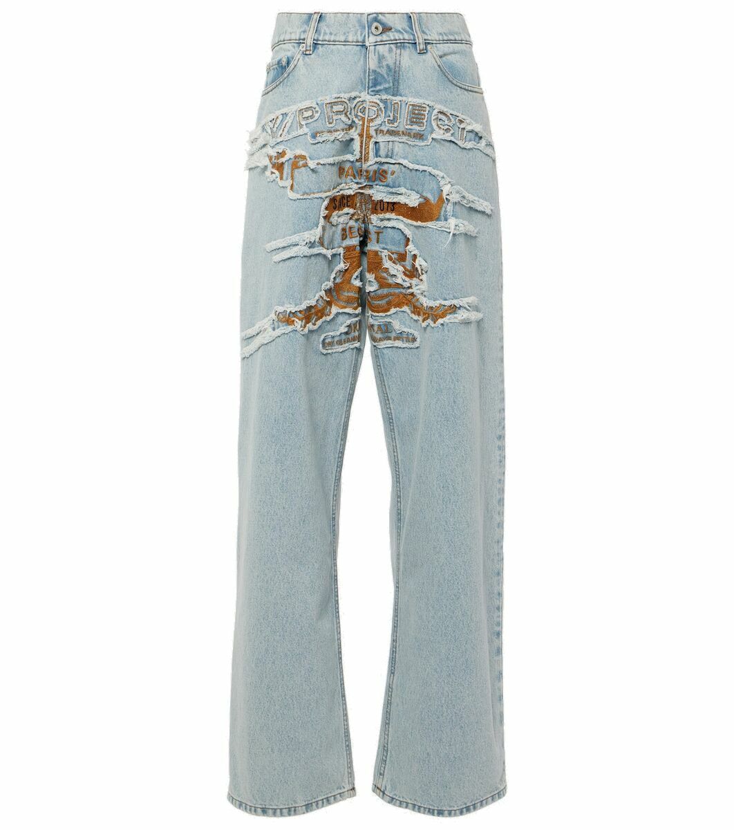 Y/Project Logo embroidered high-rise wide-leg jeans Y/Project