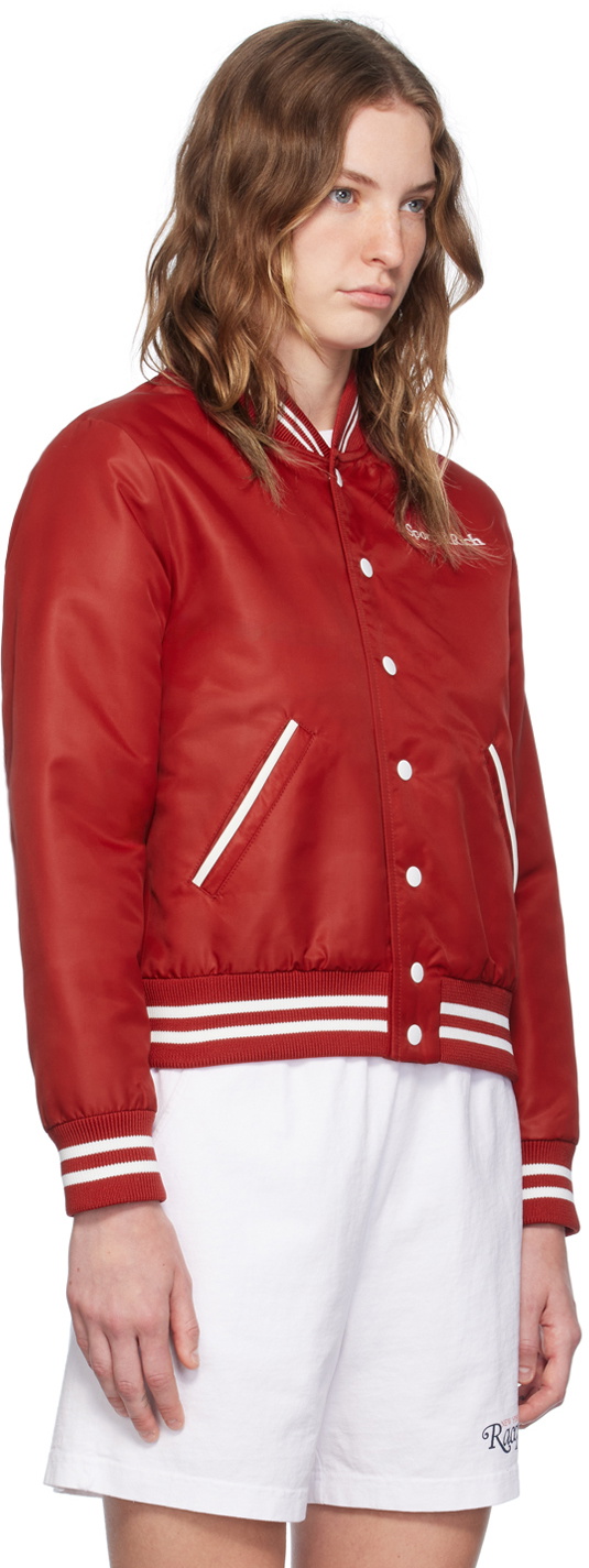 Sporty & Rich Red 'Wellness Club' Bomber Jacket Sporty & Rich
