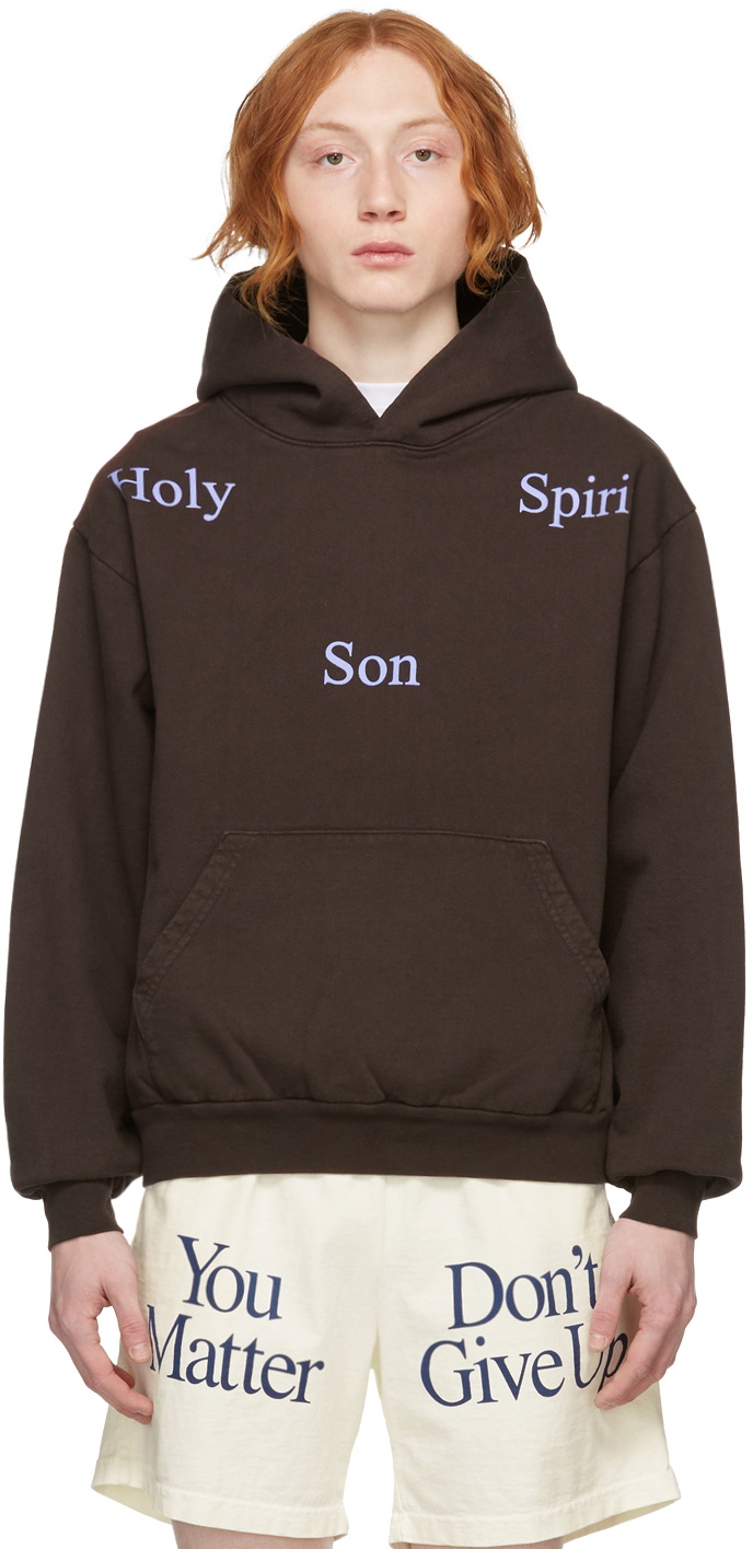 Praying SSENSE Exclusive Brown Holy Trinity Hoodie Praying