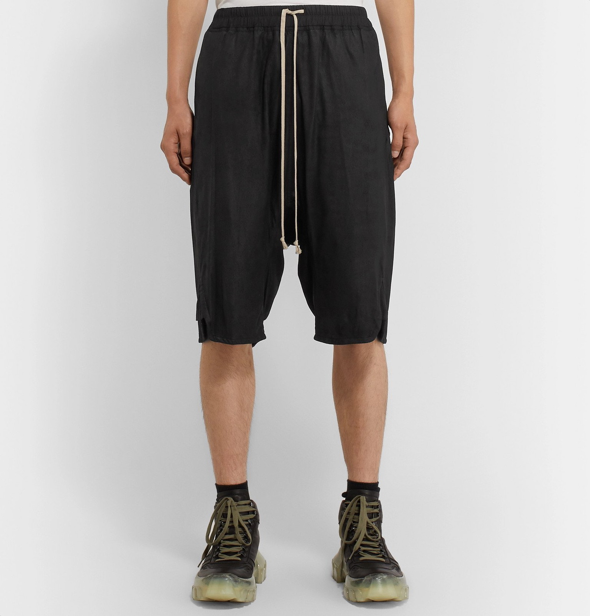 Rick Owens - Leather Drawstring Shorts - Black Rick Owens