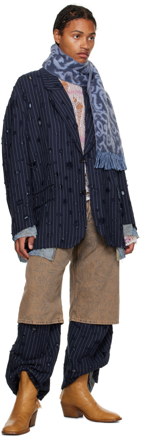 Acne Studios Blue Monogram Scarf Acne Studios