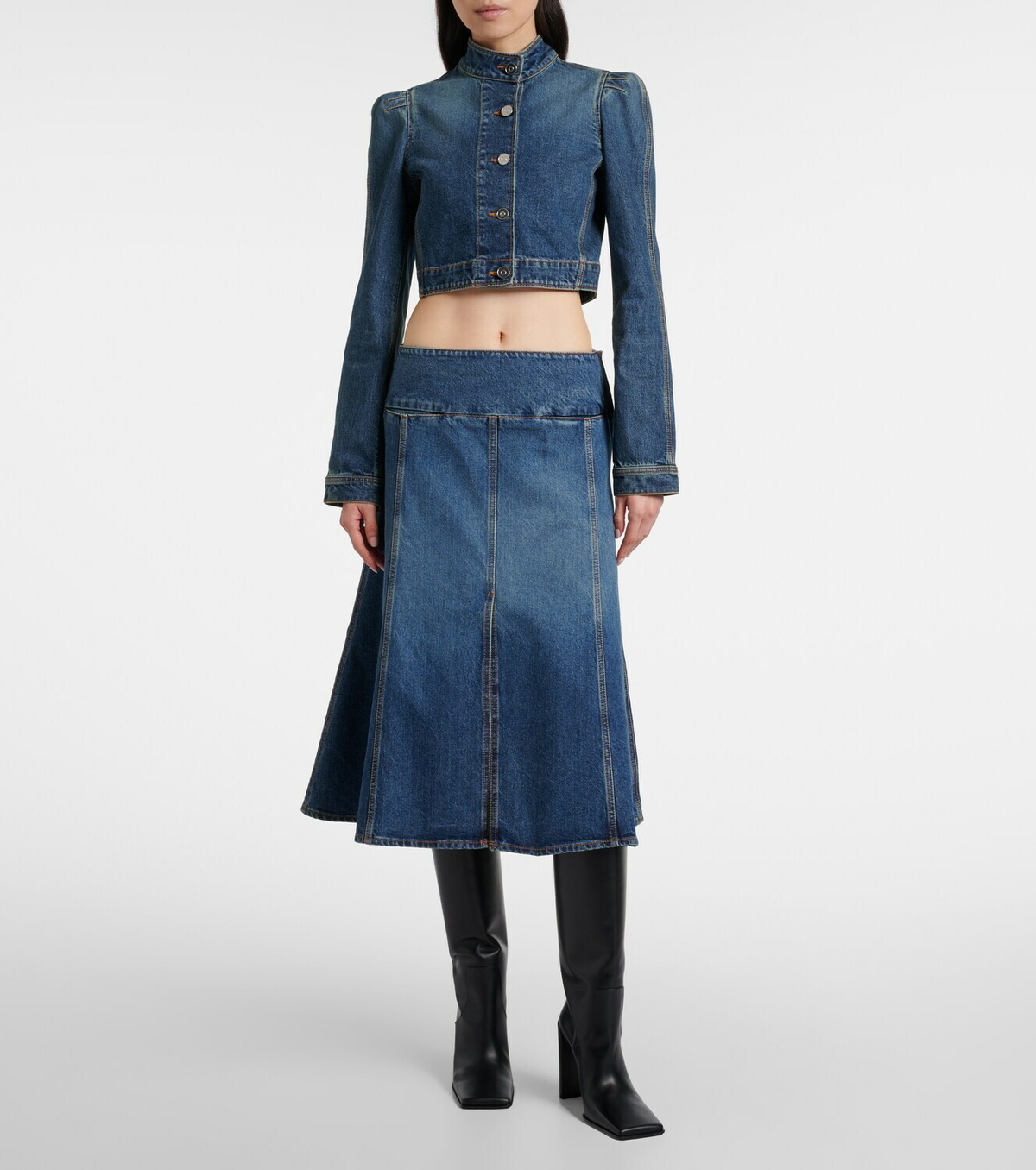 Alaïa Denim midi skirt ALAÏA