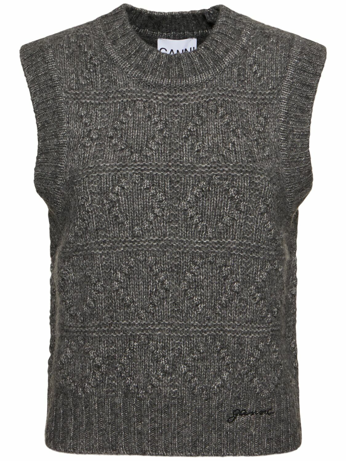 GANNI Wool & Cotton Bubble Knit Vest GANNI