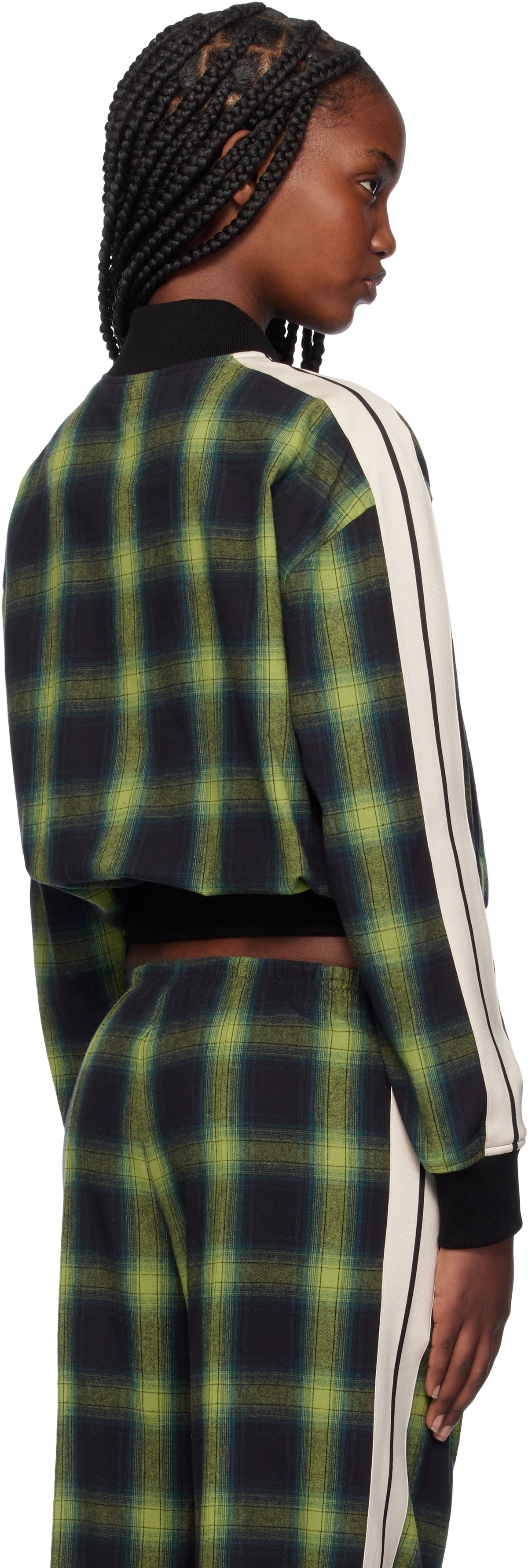 Palm Angels Green Checked Bomber Jacket Palm Angels
