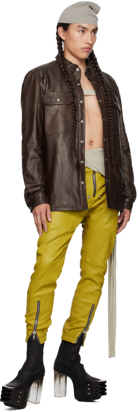Rick Owens Brown Padded Leather Jacket Rick Owens