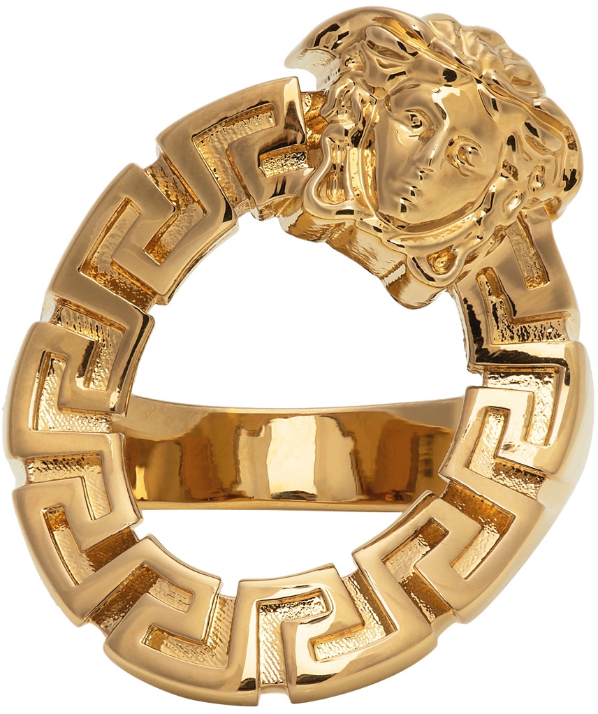 Versace Gold 'La Medusa' Greca Ring Versace