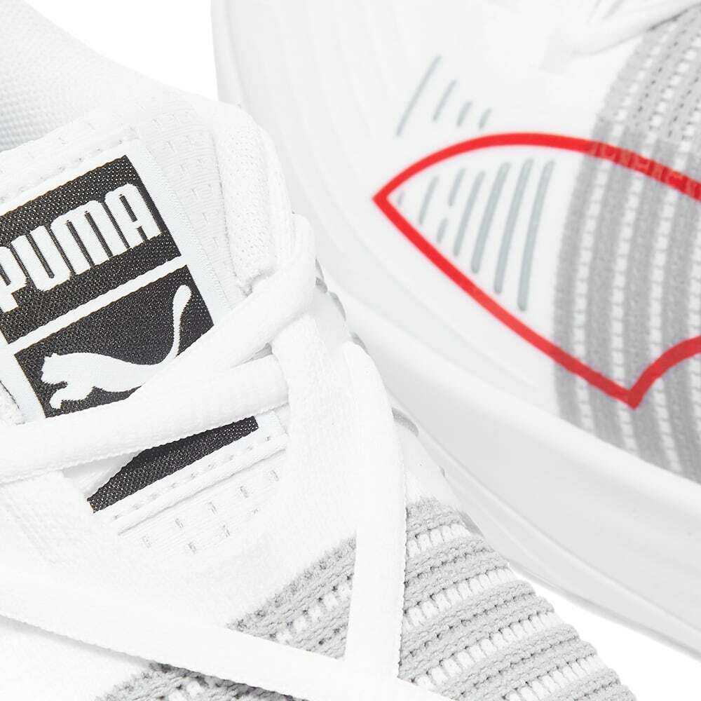 Puma Men's Hoops Fusion Nitro Sneakers in Puma White/High Risk Red Puma