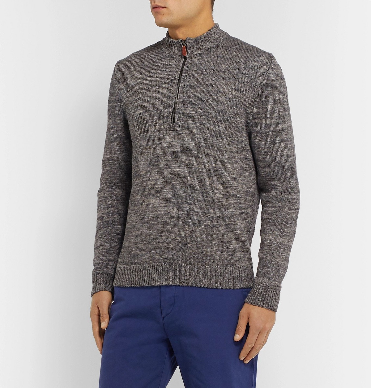 Inis Meáin - Linen Half-Zip Sweater - Gray Inis Meáin