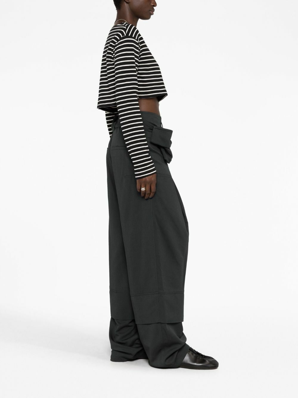 Low Classic Grey Double Belted Wide Leg Trousers Low Classic