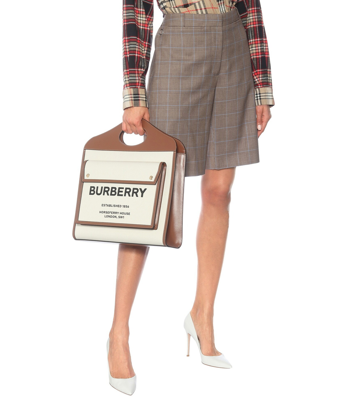 Burberry - Pocket Medium leather-trimmed canvas tote Burberry