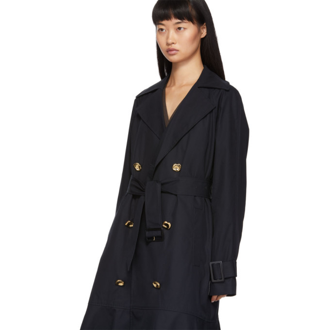 Tibi Navy Twill Trench Coat Tibi