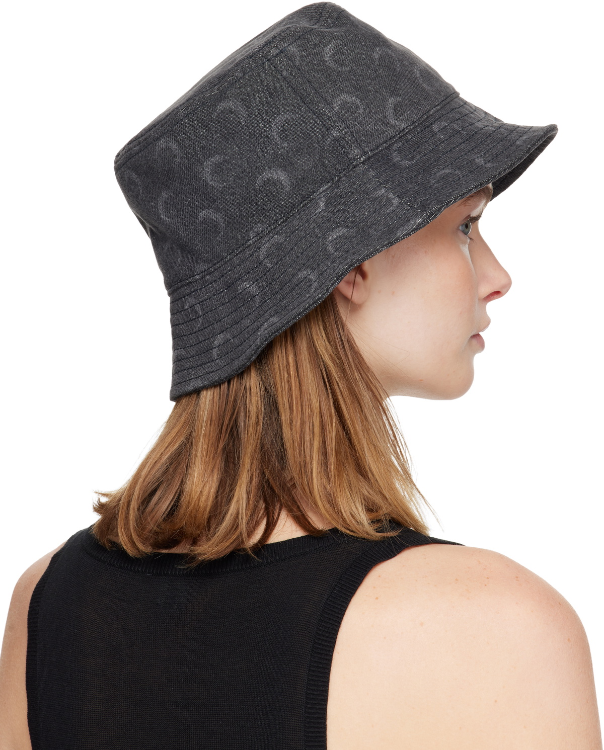 Marine Serre Gray Moon Laser Denim Bucket Hat Marine Serre