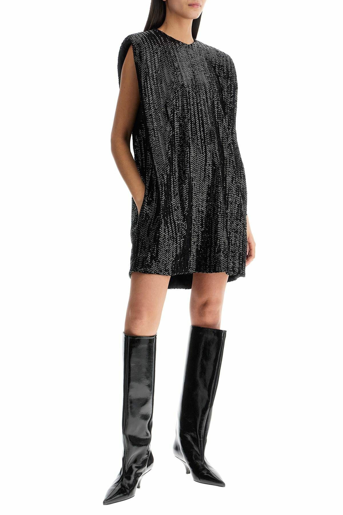 GOLDEN GOOSE sequin mini dress. Black Golden Goose Deluxe Brand