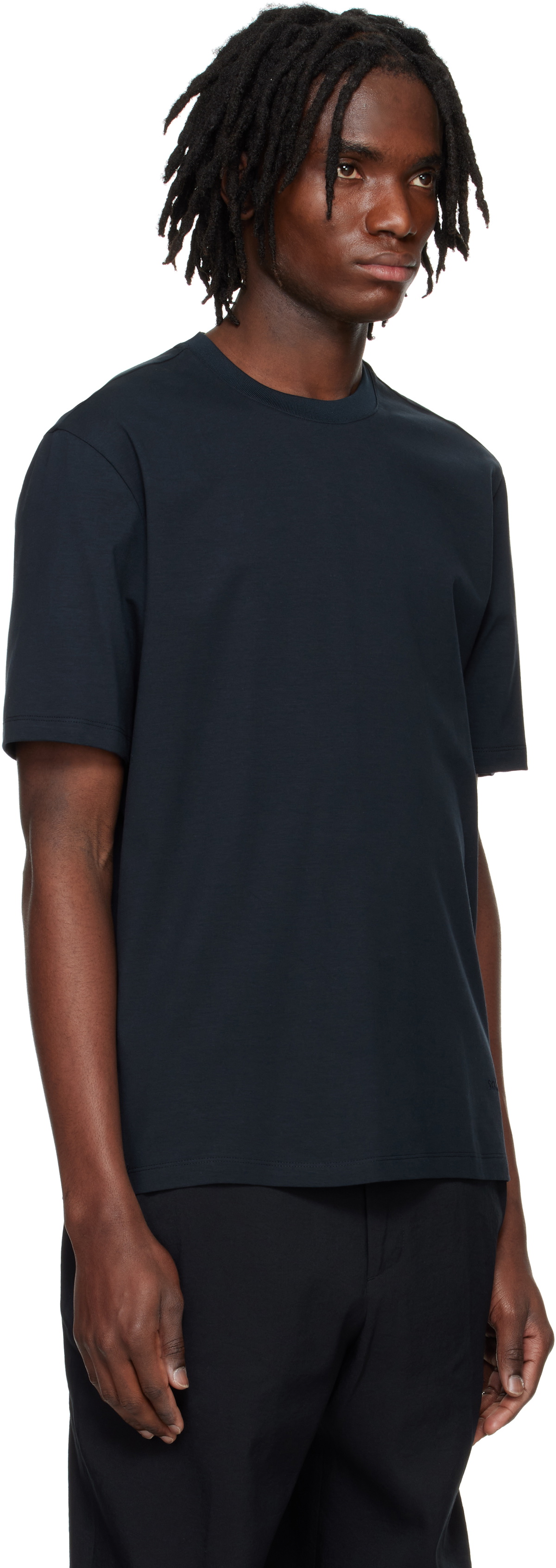 Solid Homme Navy Embroidered Logo T-shirt Solid Homme
