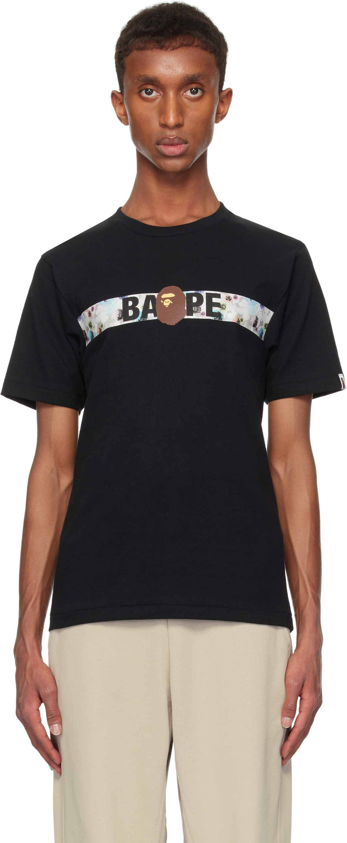 BAPE Black Floral Camo Tape T-shirt A Bathing Ape