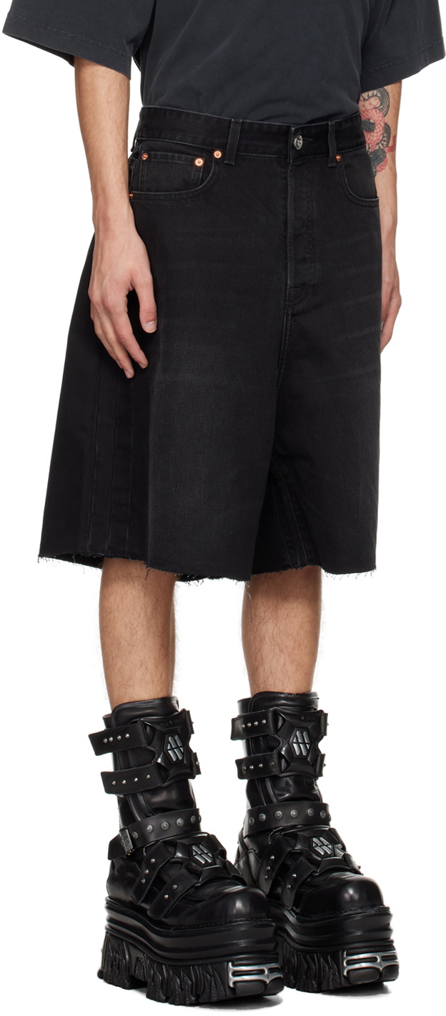VETEMENTS Black Big Shape Denim Shorts Vetements