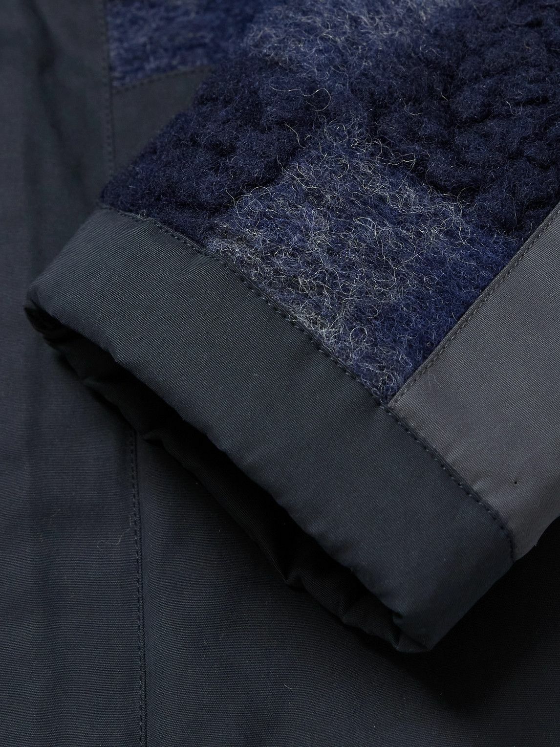 Folk - Signal Shell-Trimmed Patchwork Wool-Blend Fleece Jacket - Blue Folk