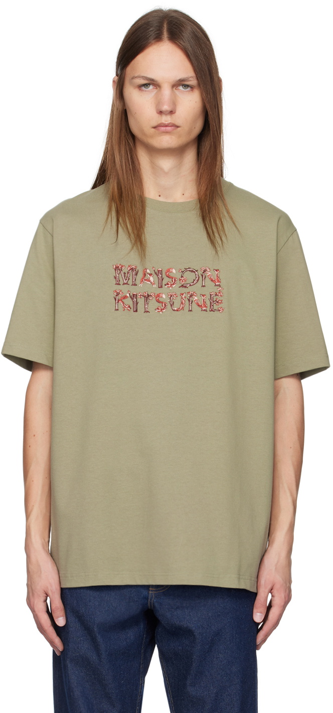 Maison Kitsuné Green Woodland Alphabet Comfort T-Shirt Maison Kitsune