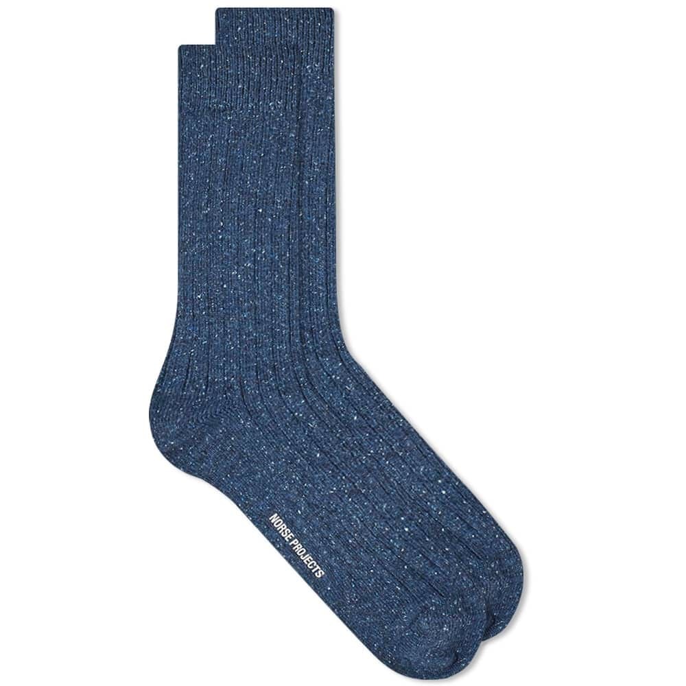 Norse Projects Men's Bjarki Neps Sock in Dark Navy Norse Projects