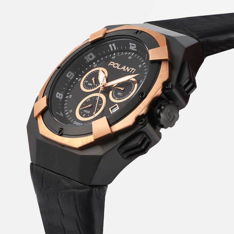 Polanti Valiant Chronograph Quartz Black Dial Mens Watch PLV-2900RG-BK ...