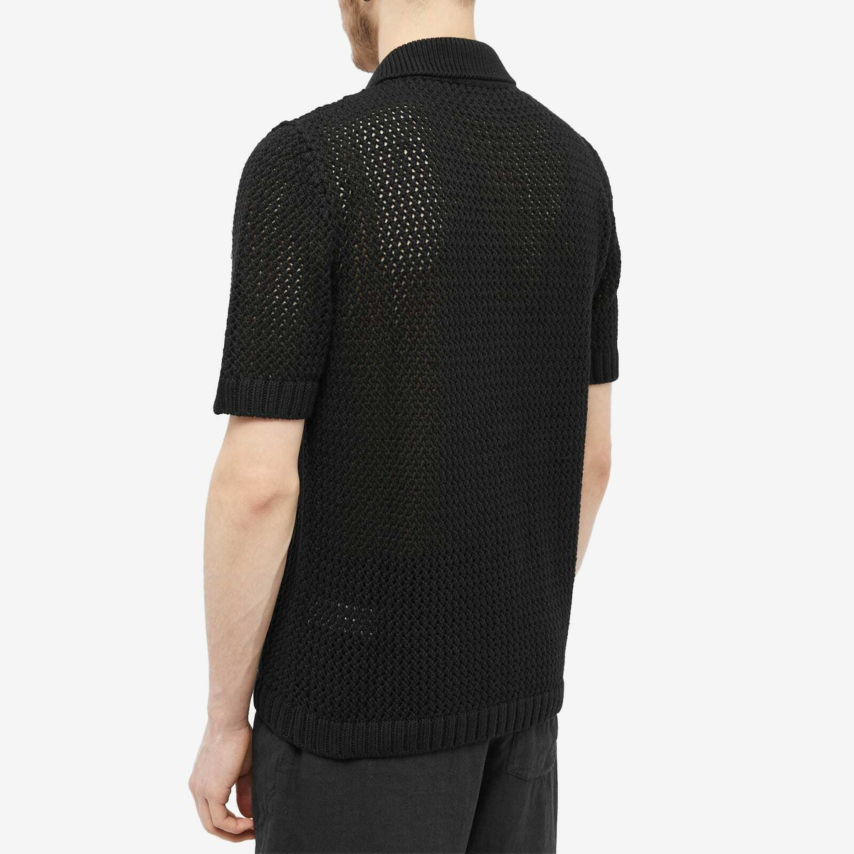 Barena Men's Crochet Knit Shirt in Nero Barena