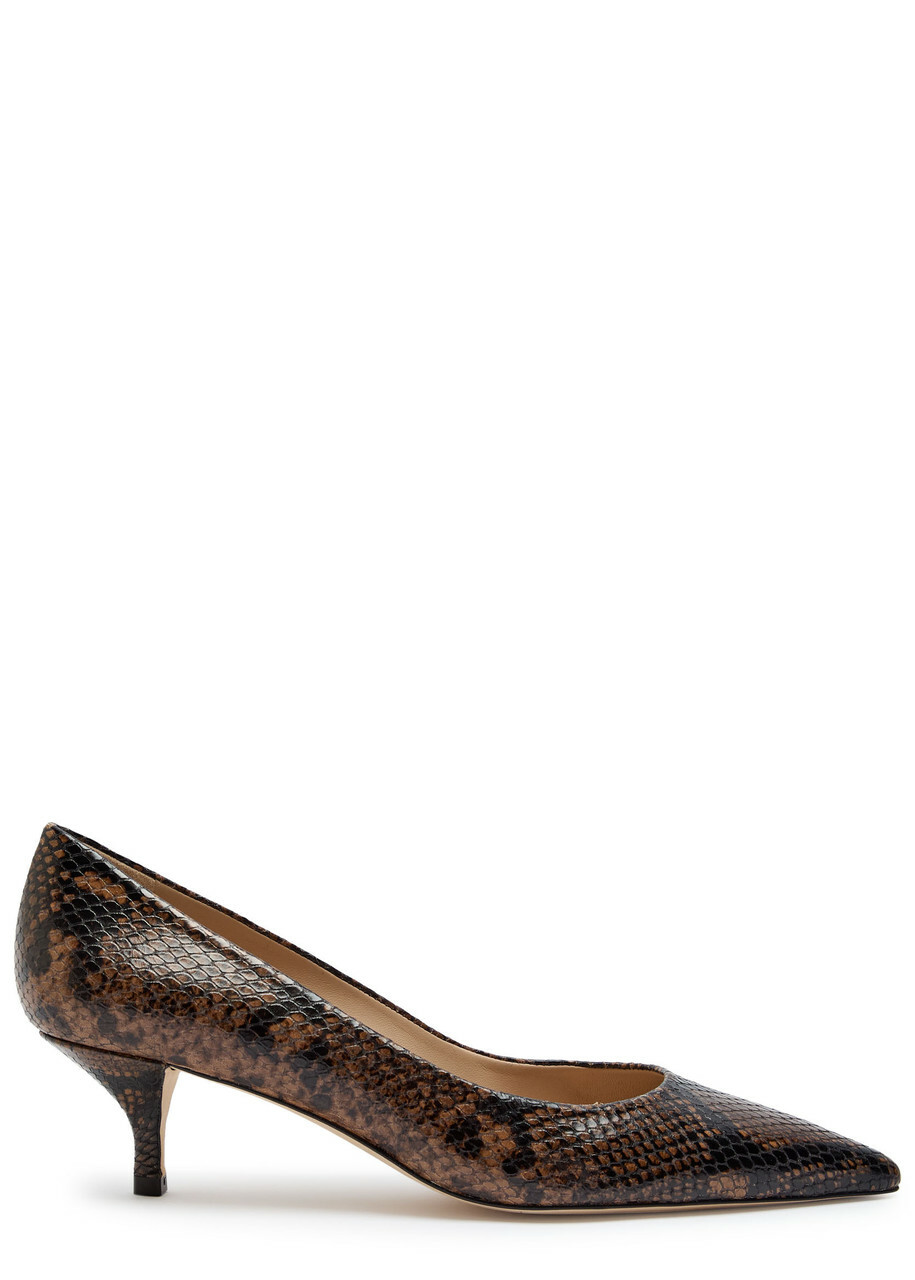 Stuart Weitzman Power 50 Python-effect Leather Pumps Beige Stuart Weitzman