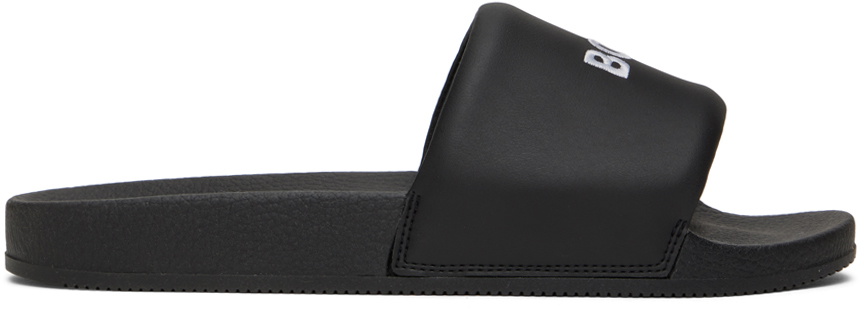 BOSS Black Embroidered Slides BOSS
