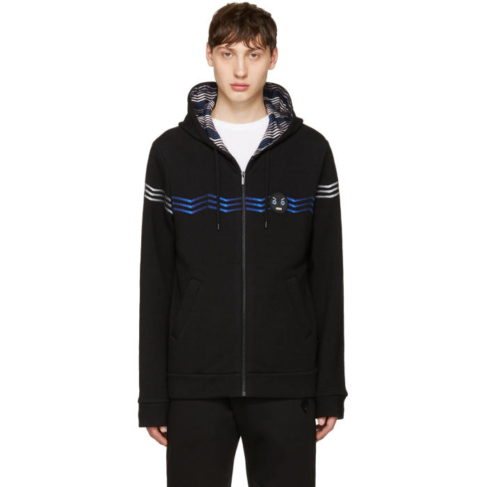 Fendi Black Zig Zag Faces Hoodie Fendi