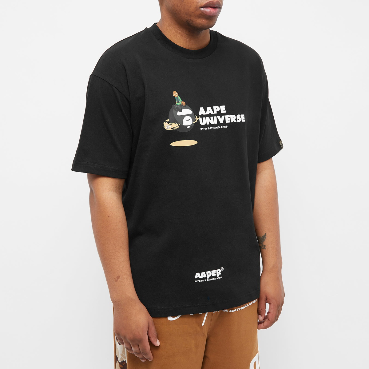 Men's AAPE Aaper Universe Camo T-Shirt in Black AAPE by A Bathing Ape