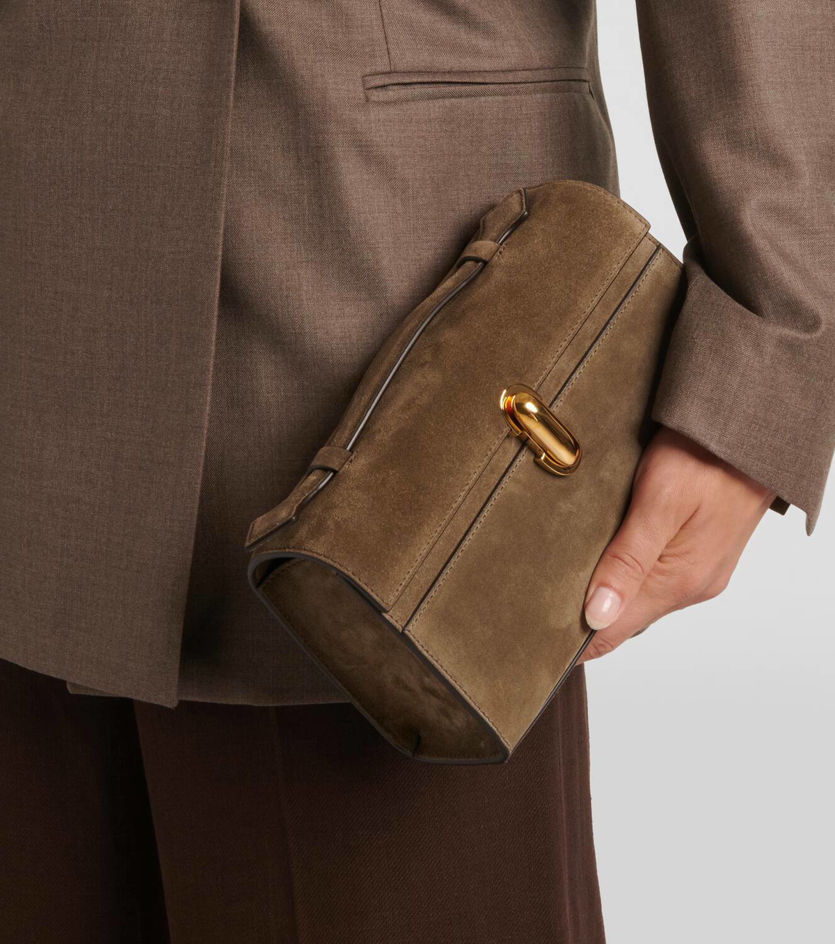 Savette Symmetry Pochette suede tote bag Savette