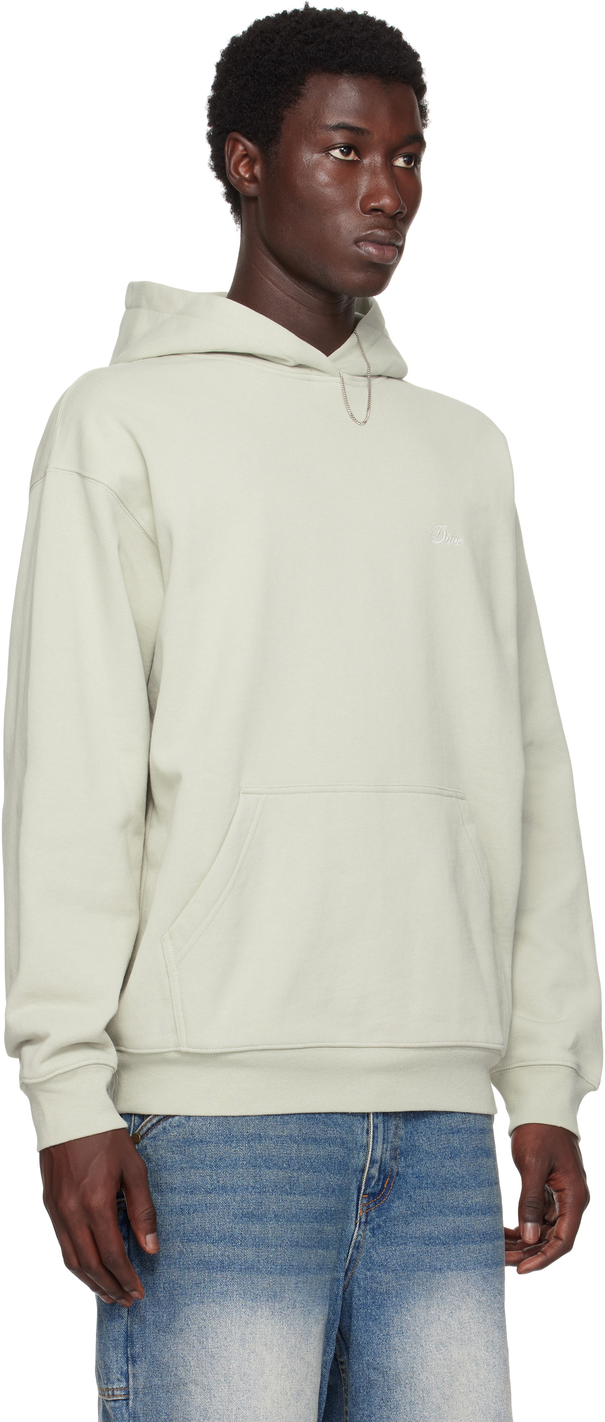 Dime Gray Cursive Small Logo Hoodie Dime