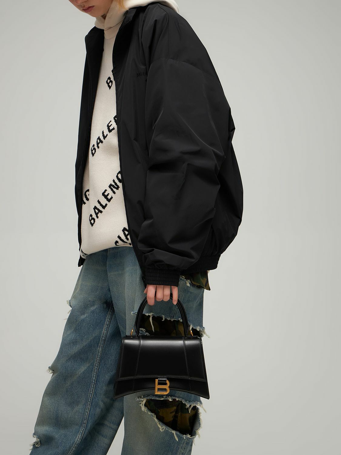 BALENCIAGA Small Hourglass Smooth Leather Bag Balenciaga