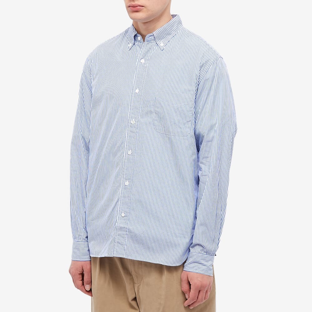 Beams Plus Men's Button Down Block Stripe Shirt in Blue Beams Plus