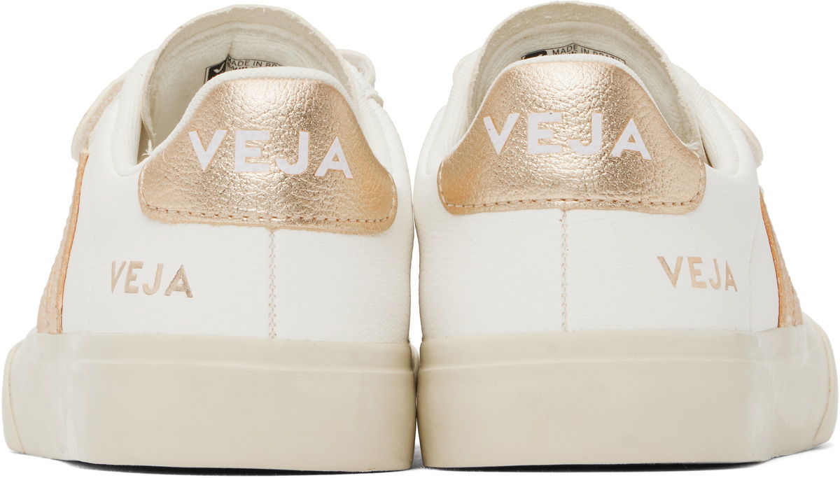 VEJA White & Gold Recife Leather Sneakers VEJA