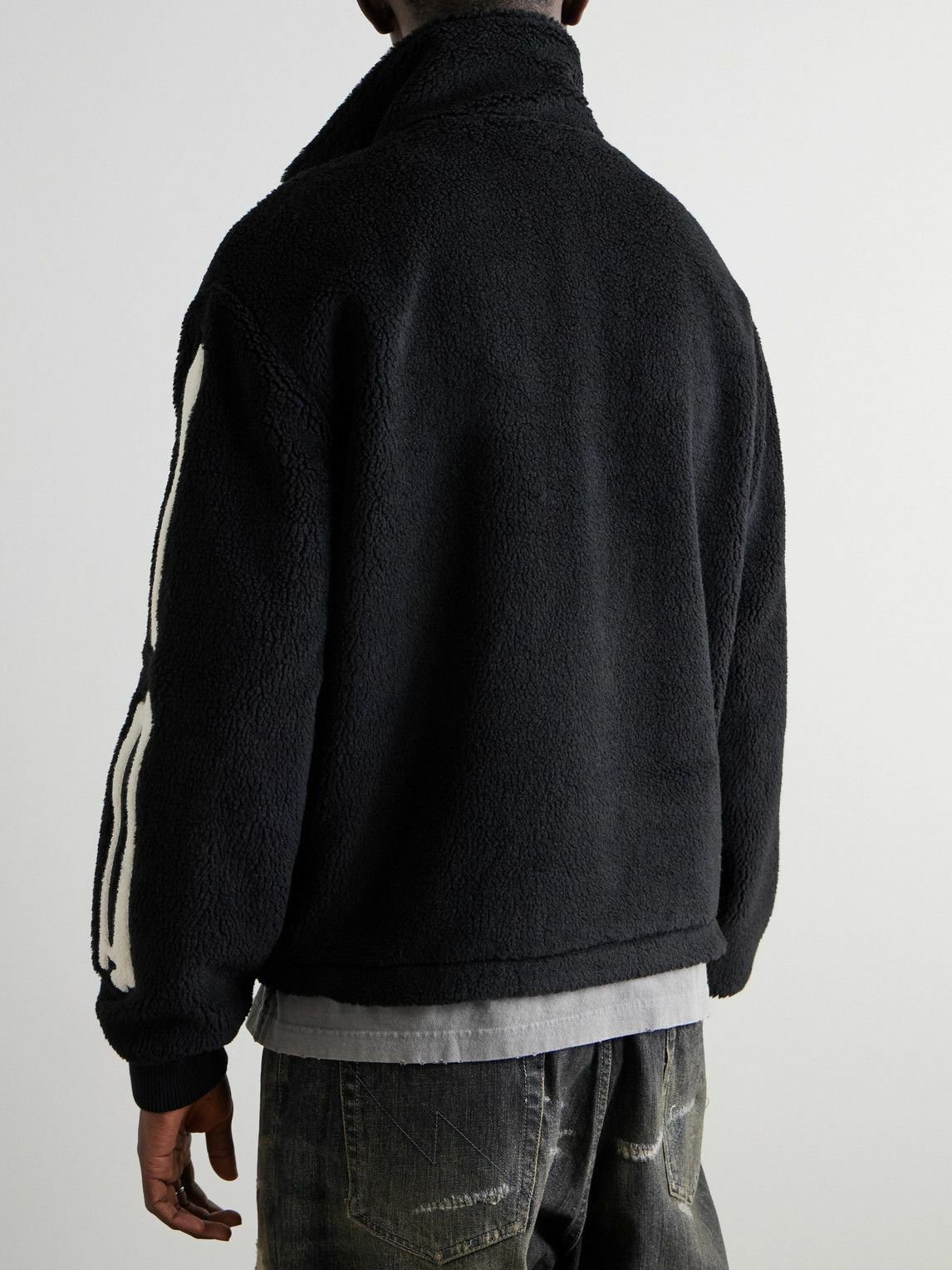 AMIRI - Bones Appliquéd Logo-Embroidered Fleece Jacket - Black Amiri