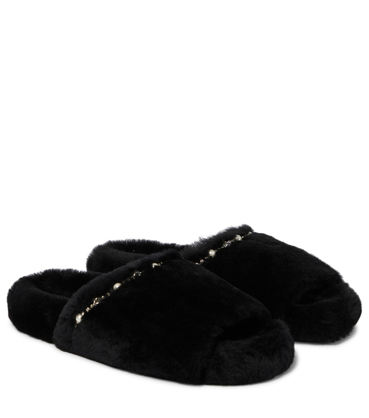Jimmy Choo - Acinda embellished shearling slides Jimmy Choo