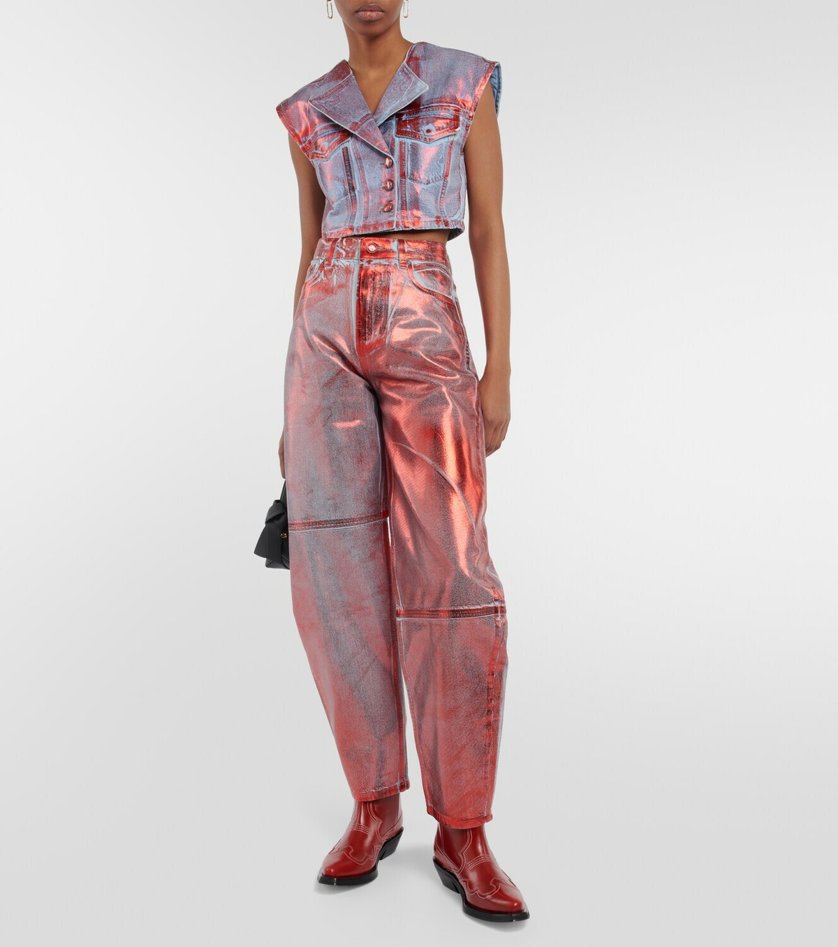 Ganni - Metallic barrel-leg jeans GANNI