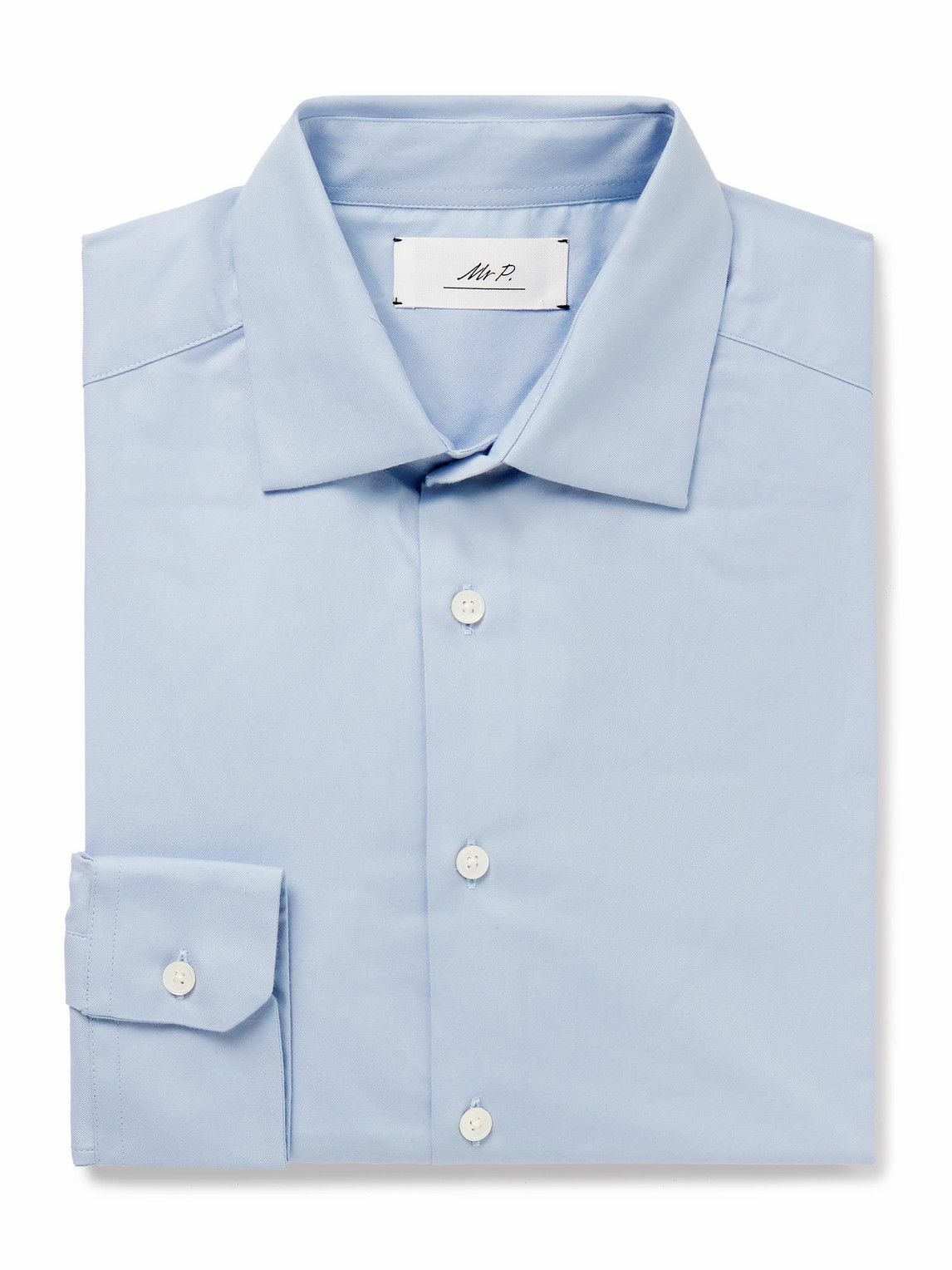 Mr P. - Cutaway-Collar Cotton-Twill Shirt - Blue Mr P.