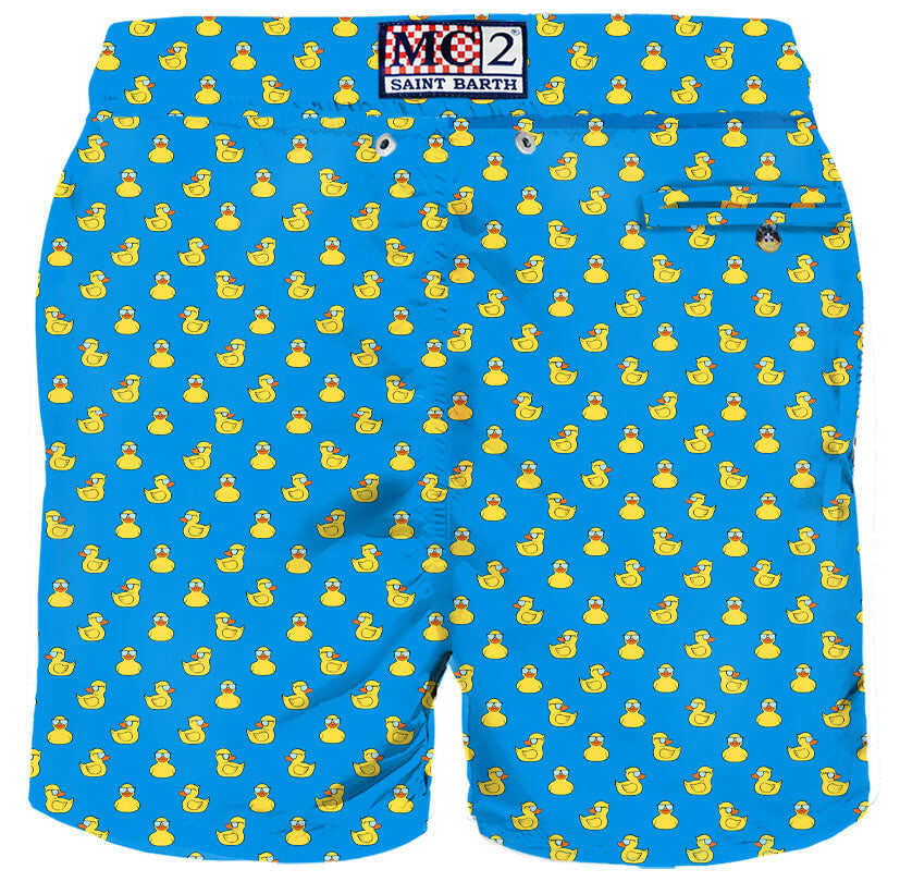 MC2 Saint Barth Man Light Fabric Swim Shorts With Ducky Print MC2 Saint ...