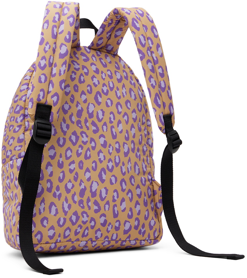 Palm Angels Kids Beige & Purple Leopard Backpack Palm Angels