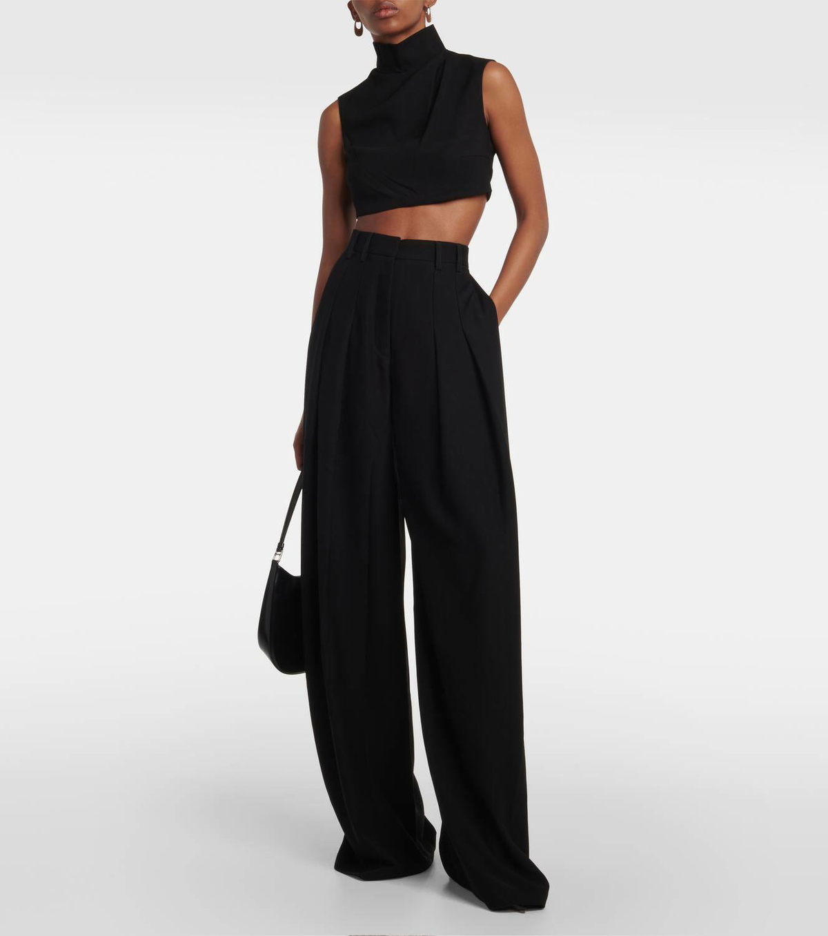 Mônot Pleated crêpe wide-leg pants Monot