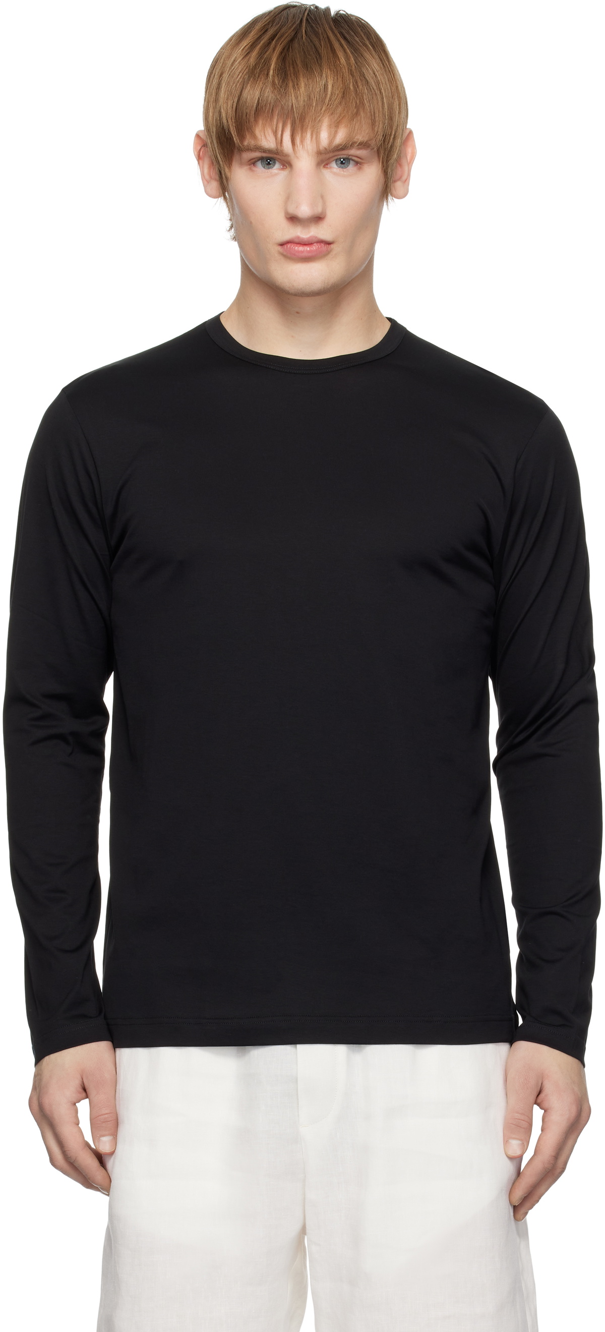 Sunspel Black Long Sleeve Classic T-shirt Sunspel