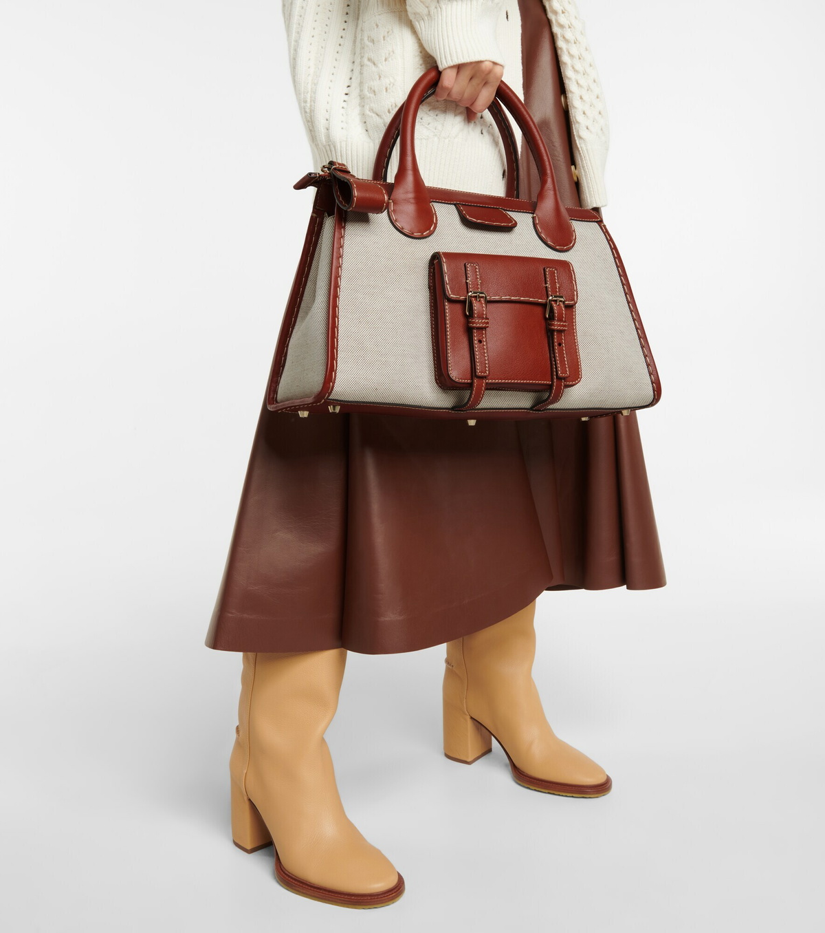 Chloe - Edith Medium canvas and leather tote Chloe