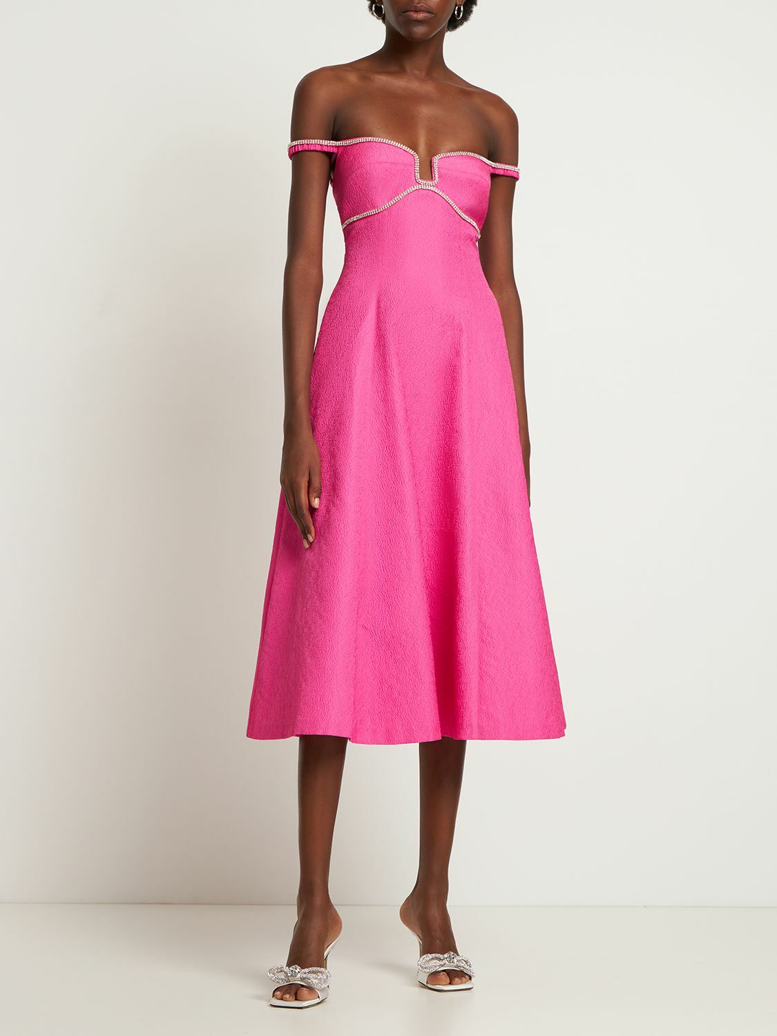 SELF-PORTRAIT - Textured Diamante Midi Dress Self-Portrait