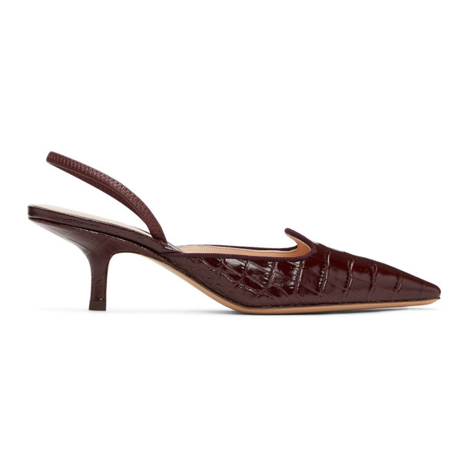 Brock Collection Burgundy Croc Slingback Heels Brock Collection