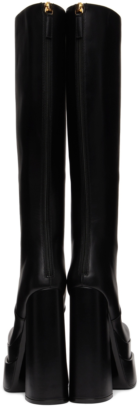 Versace Black Leather 'La Medusa' Platform Boots Versace