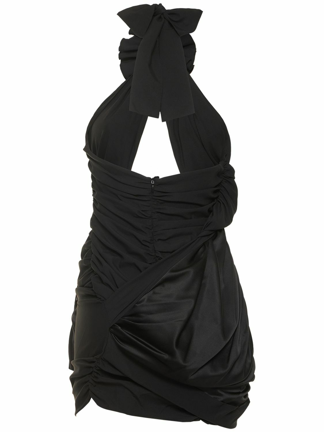 MAGDA BUTRYM Draped Silk Mini Dress with Flower Magda Butrym